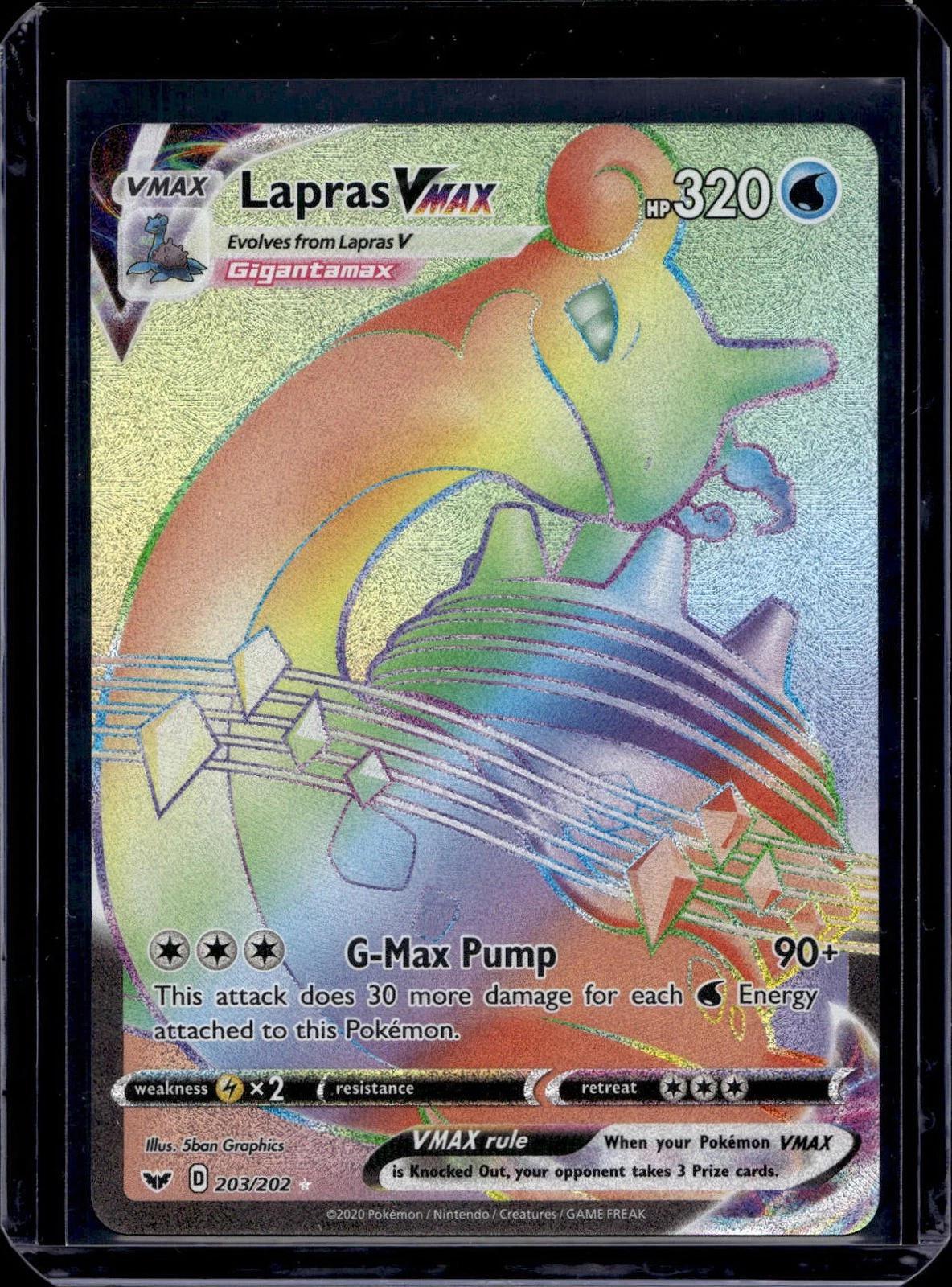 Lapras VMAX (Secret) Pokemon SWSH01: Sword & Shield Base Set 203/202 ...