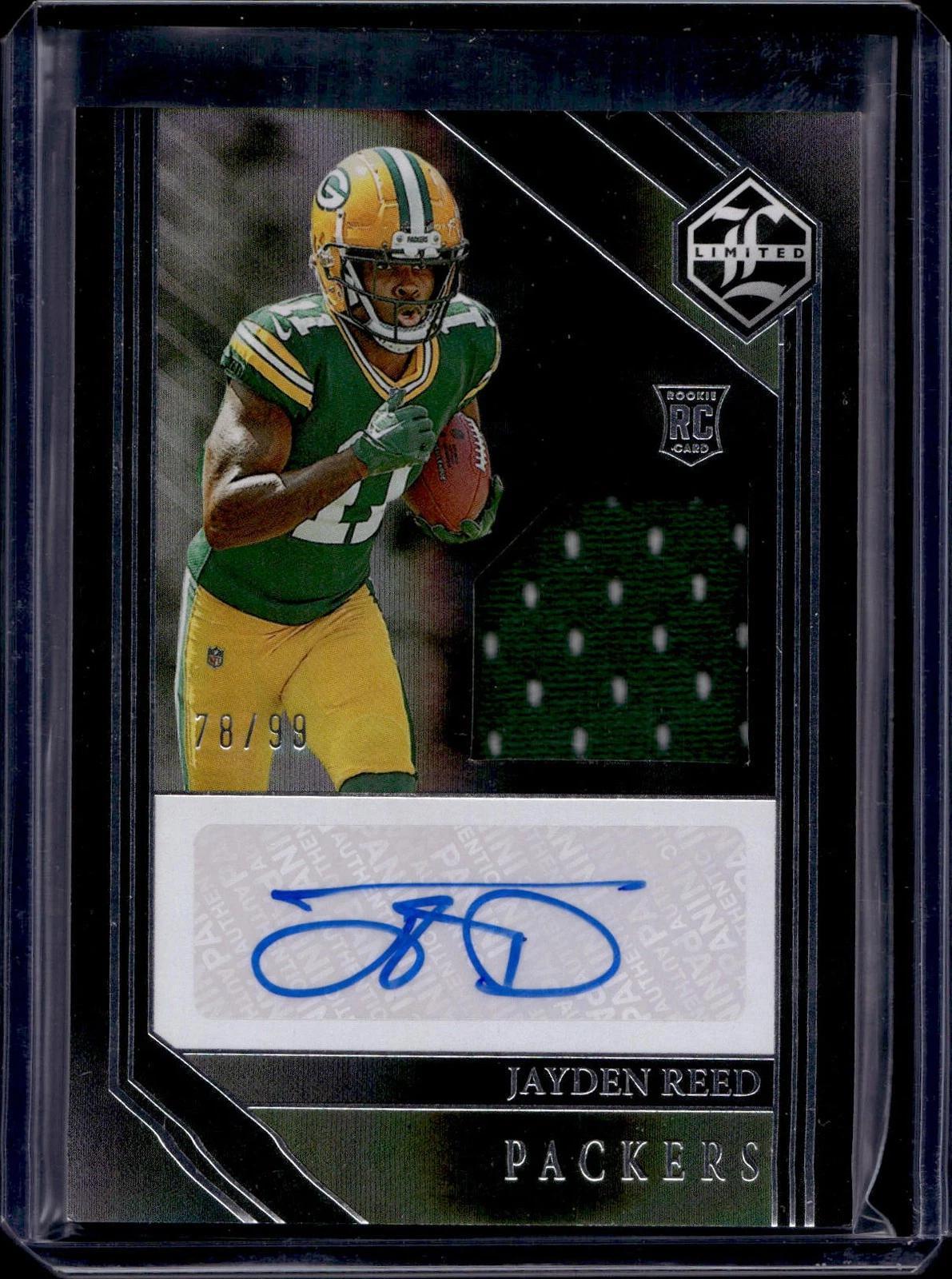 Jayden Reed 2023 Panini Limited Auto /99 Rookie Green Bay Packers 118 ...