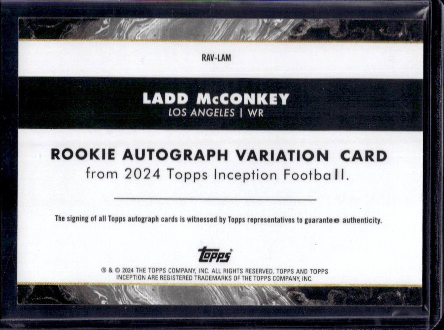 Ladd McConkey 2024 Topps Inception RC Variation Purple Auto /125 Los ...
