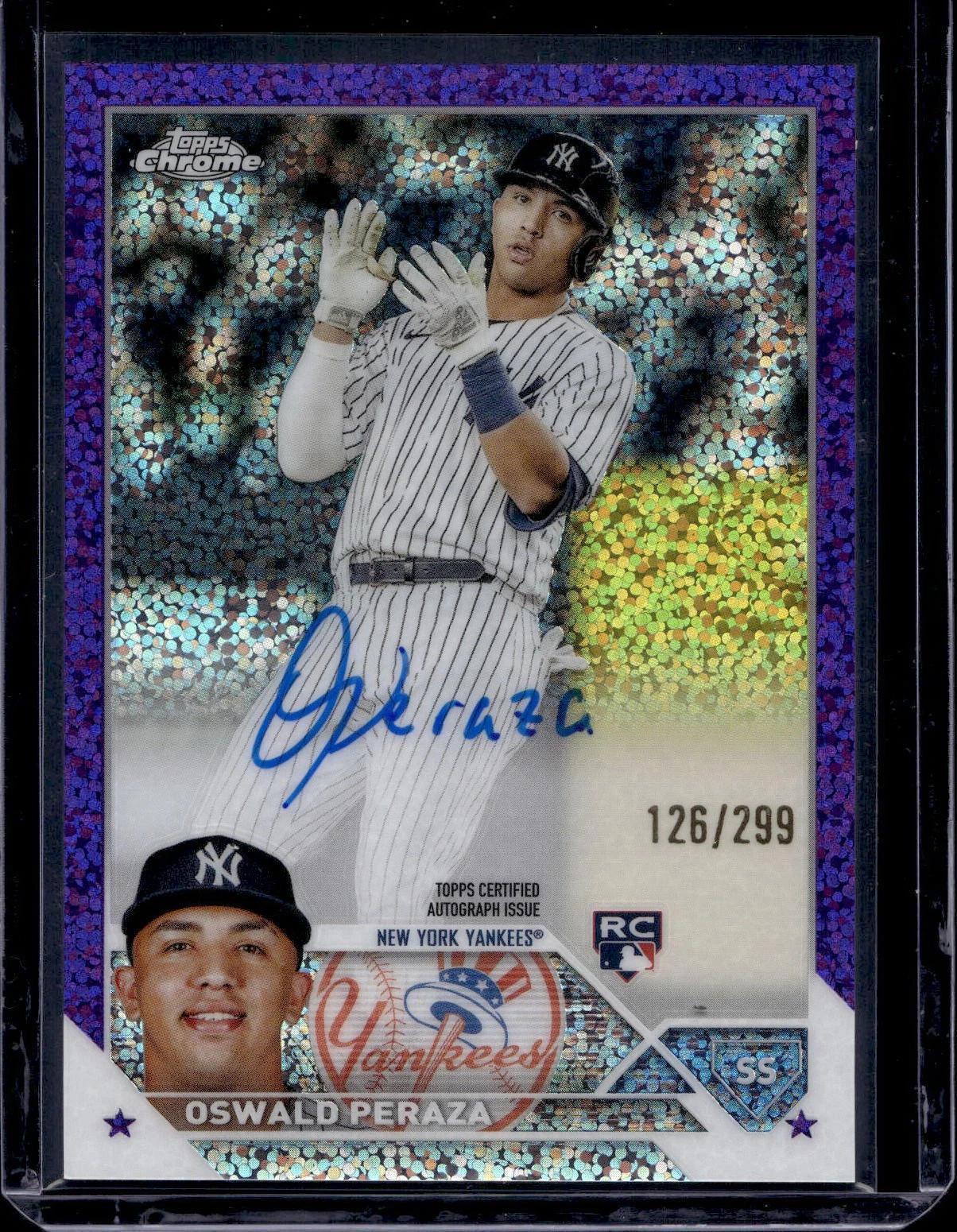 Oswald Peraza 2023 Topps Chrome RC Purple Auto /250 New York Yankees RA ...