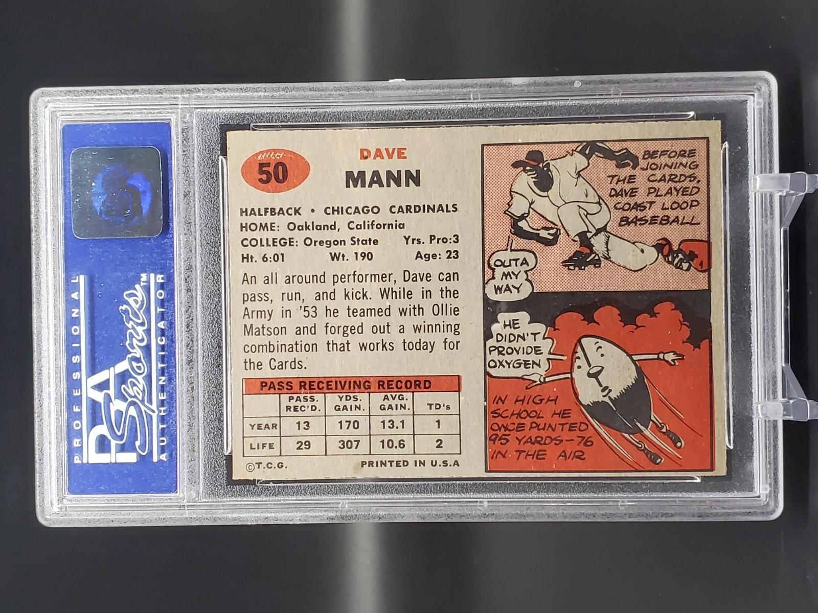 Dave Mann 1957 Topps Chicago Cardinals 50 PSA 8 - Underground Case Breaks