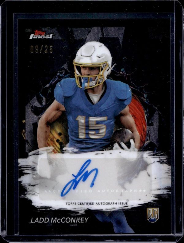 Ladd McConkey 2024 Finest Black Refractor Auto /25 Los Angeles Chargers ...