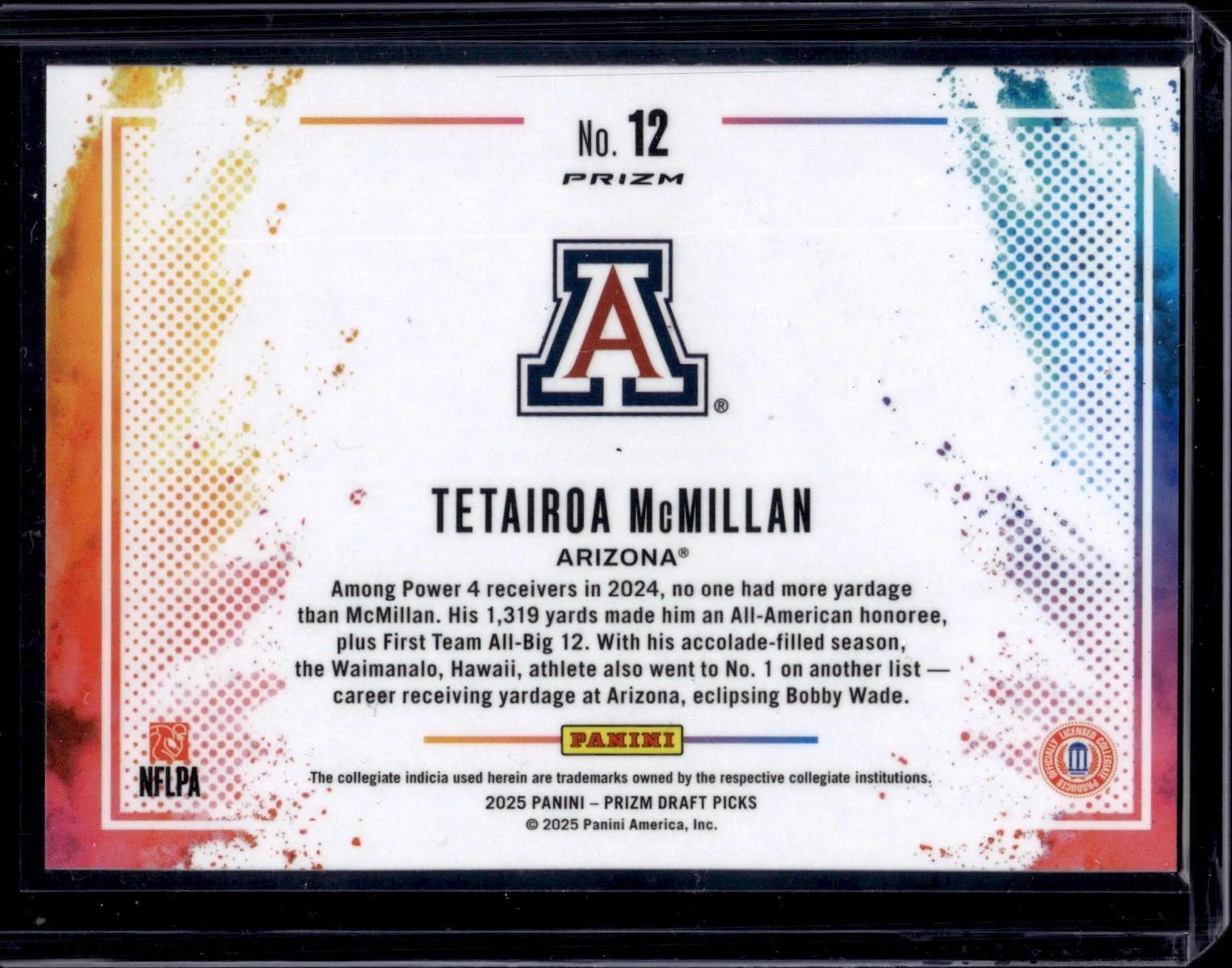 Tetairoa McMillan 2025 Panini Prizm Draft Black Color Blast Arizona ...