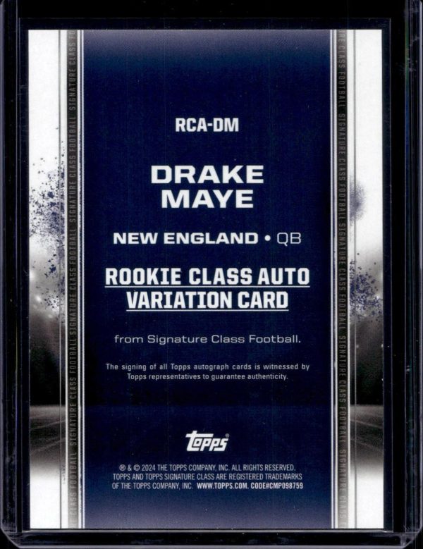 Drake Maye 2024 Topps Signature Class Rookie Auto Variation New England ...