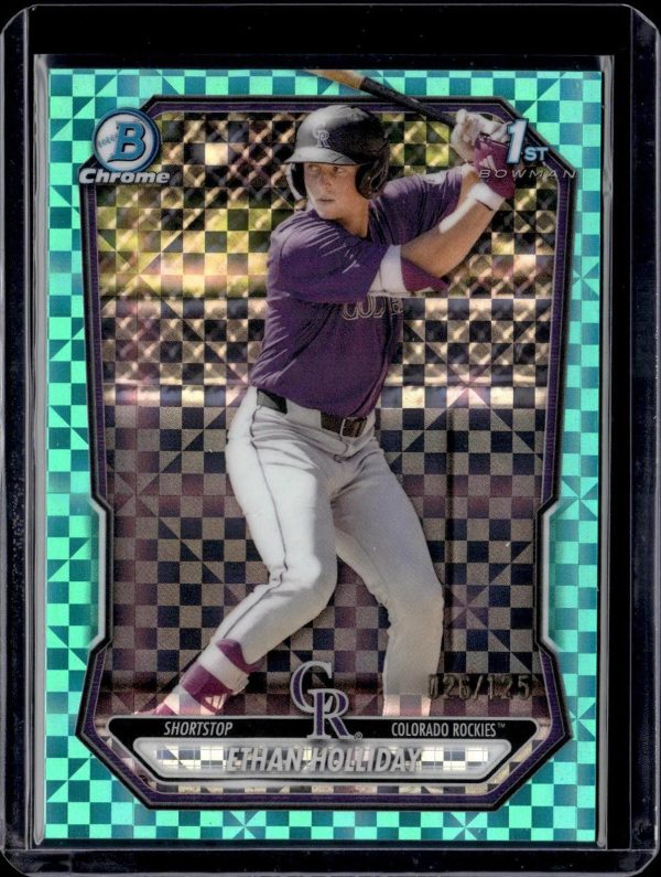 Ethan Holliday 2026 Bowman 1st Chrome Aqua X-Fractor /125 Colorado ...